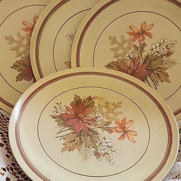 Vintage | Dining | Vintagemid Century Modern Floral Melamine Plates Set ...